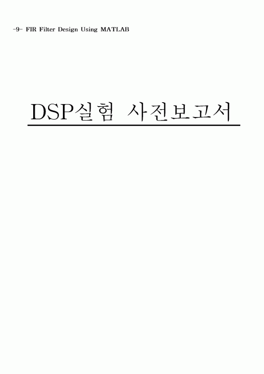Digital Filter 레포트 자료