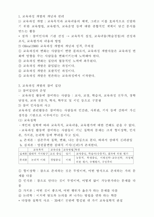 교육과정 개발에 대해서 자세하게