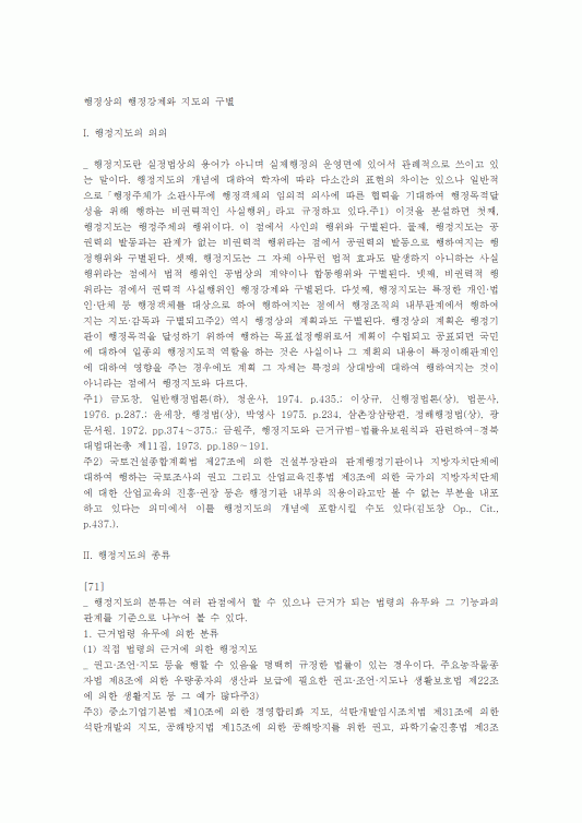 행정상의 행정강제와 지도의 구별