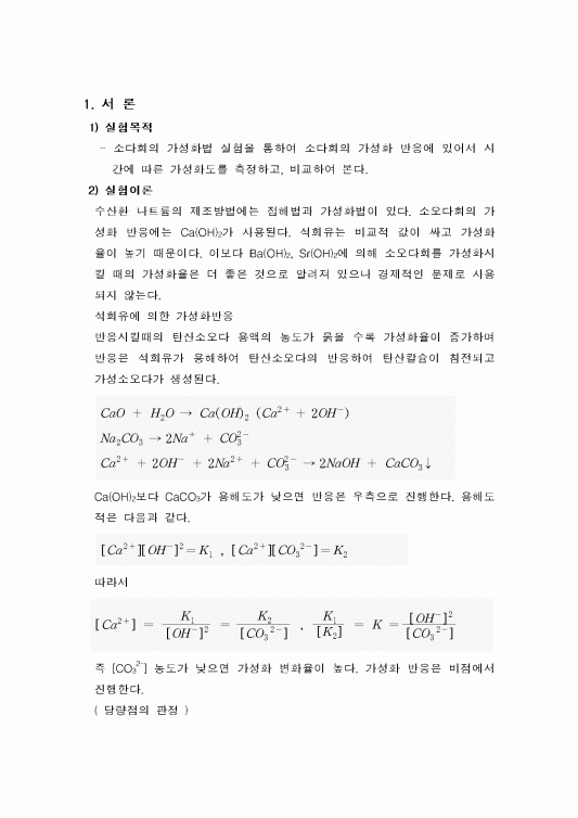 [자연과학] 소다회의 가성화