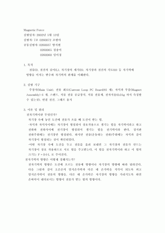 Magnetic Force 레포트 자료