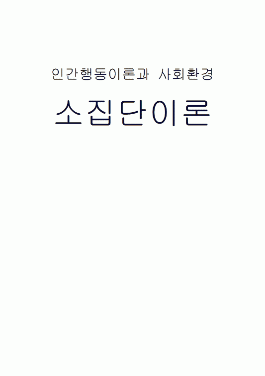 [사회과학] 소집단 이론