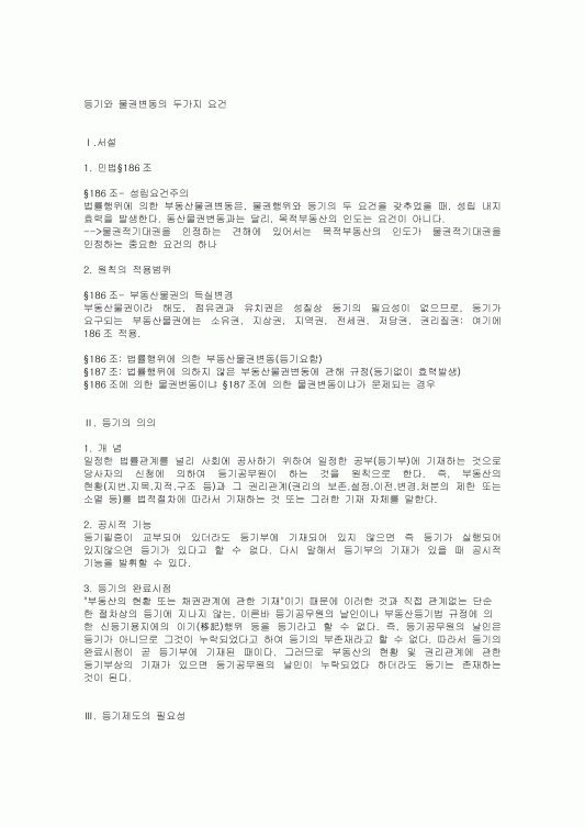 등기와 물권변동의 두가지 요건