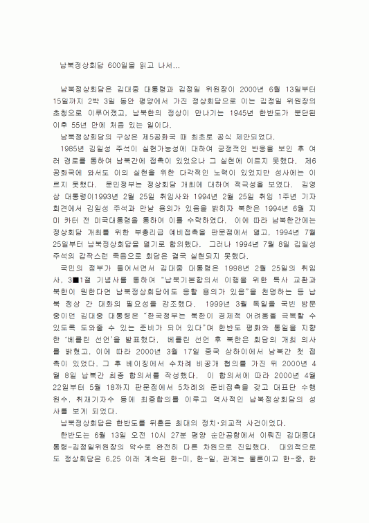 남북정상회담 600일