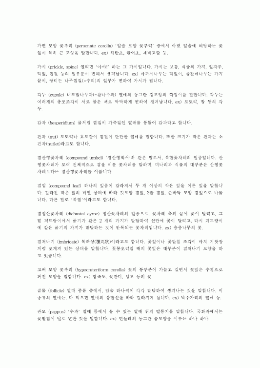 야생화 용어설명