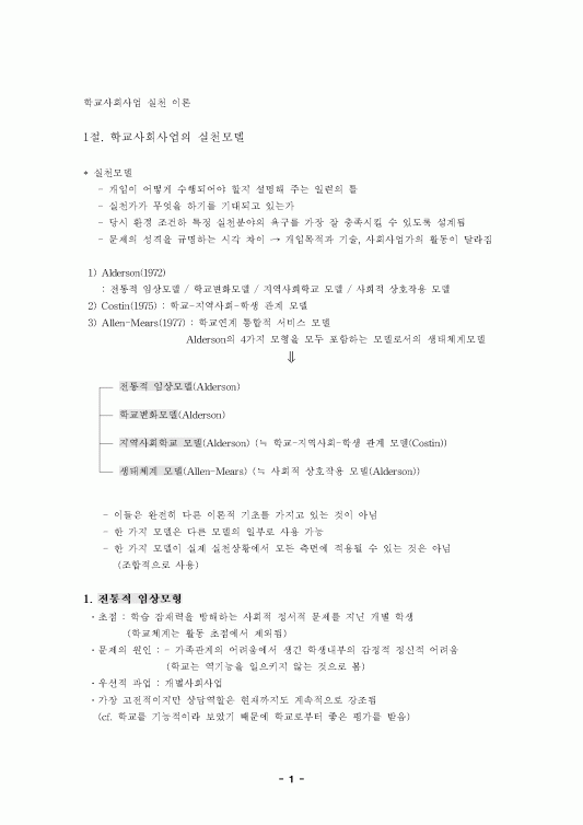 학교사회사업 실천이론