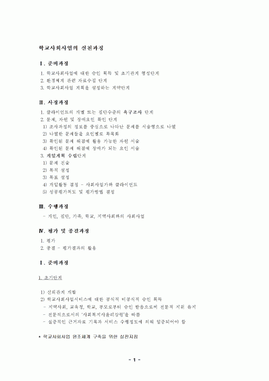 학교사회사업의 실천과정
