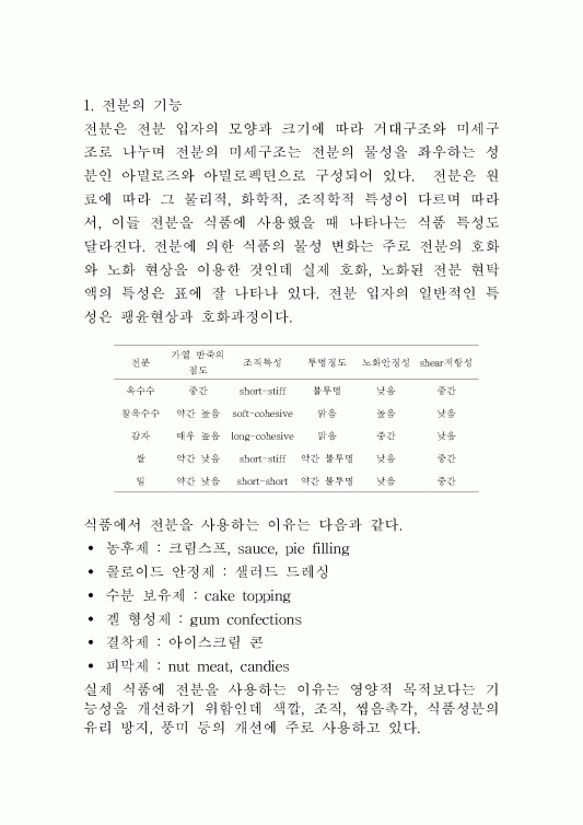 전분의기능 레포트 자료
