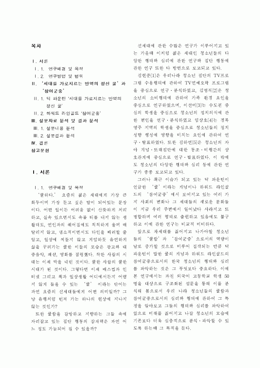딕 파운틴의쿨과 하워드 라인골드의 참여군중을 통해 본 우리 나라 청소년의 행태에 관한 연구