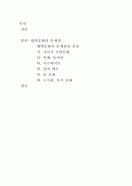 대학 문화의 문제점과 해결방안