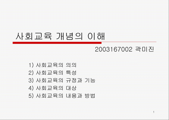 사회교육의 이해에 관한 PT자료