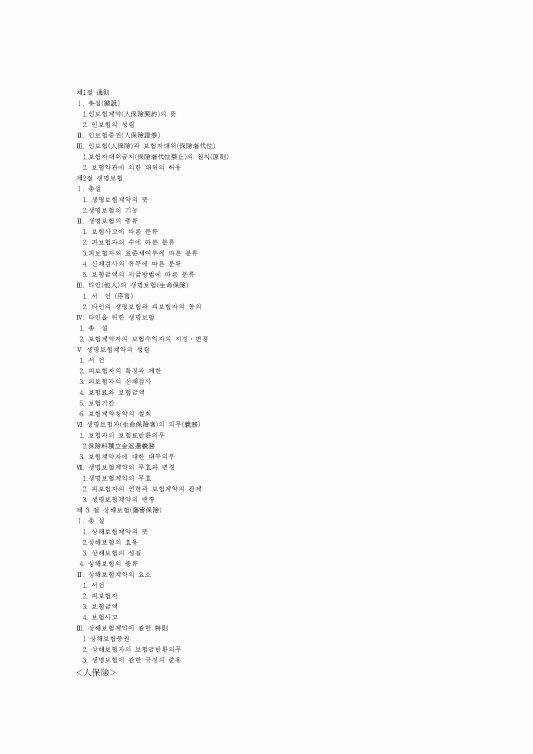 인보험에 관하여