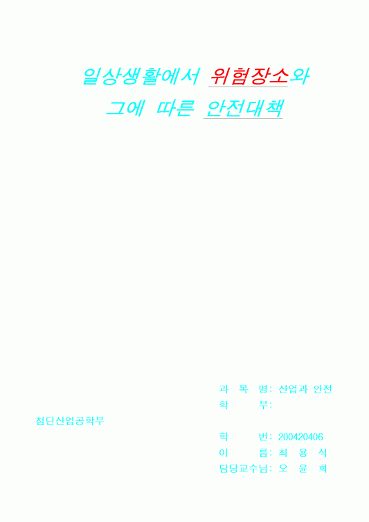 일상생활에서의 위험장소와 그에대한 안전대책
