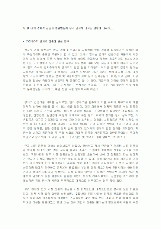 경제력 집중과 환율변동