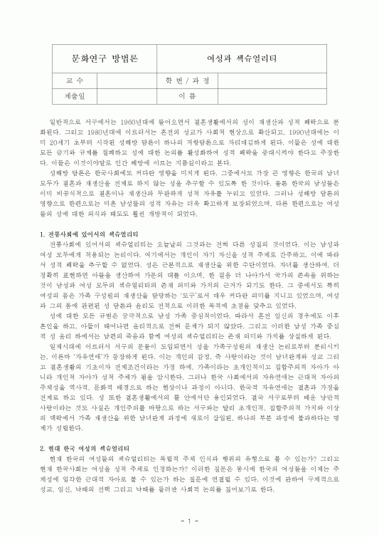 여성과 섹슈얼리티