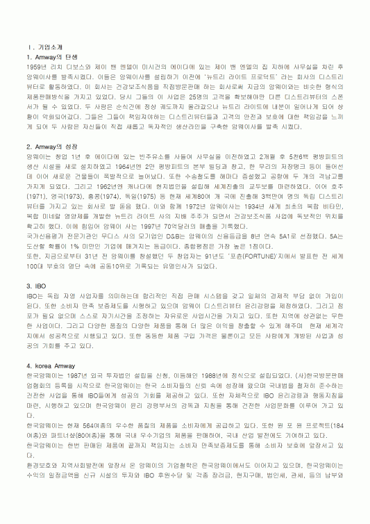 다국적기업인 암웨이 swot분석