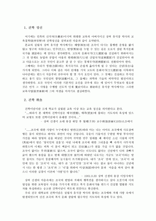건학정신과 대학생활에 대해서
