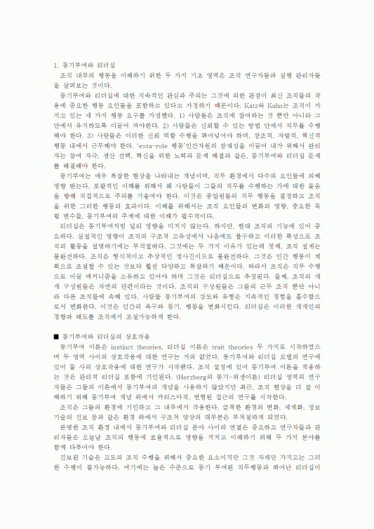 동기부여이론과 리더쉽 이론의 기본