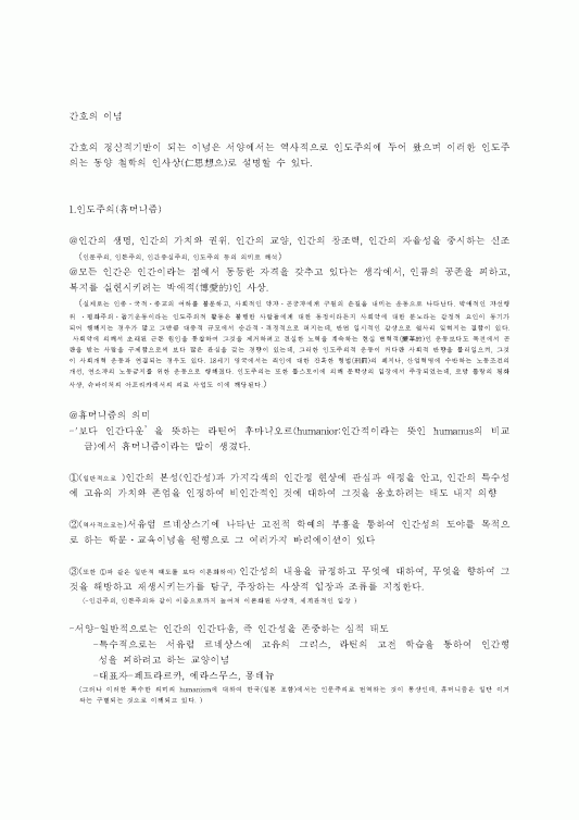간호의이념 레포트 자료