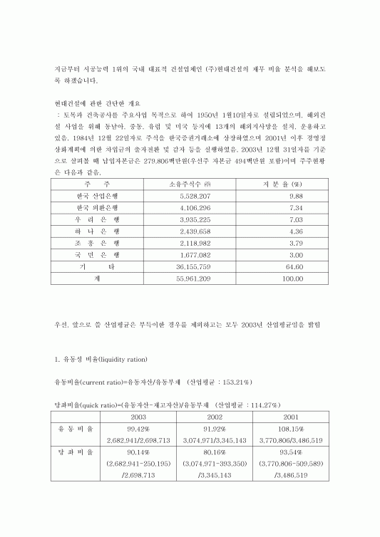 [인문과학] 기업재무분석