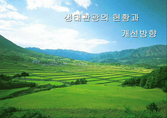 생태관광의 현황과 개선방향