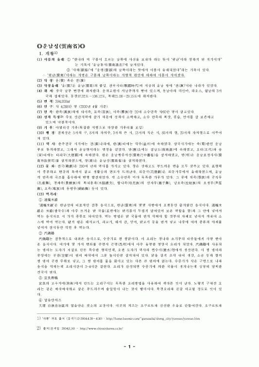 운남성 지역연구