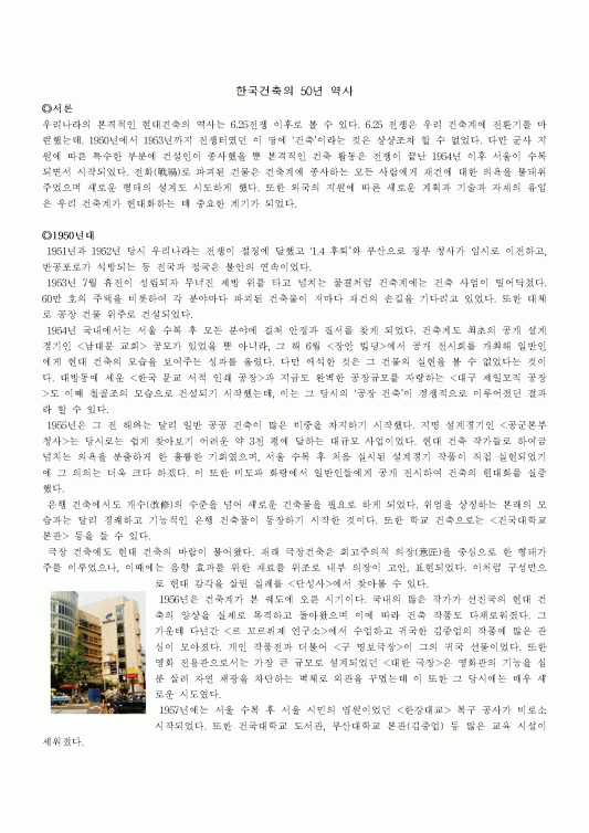 한국 건축의 50년 역사