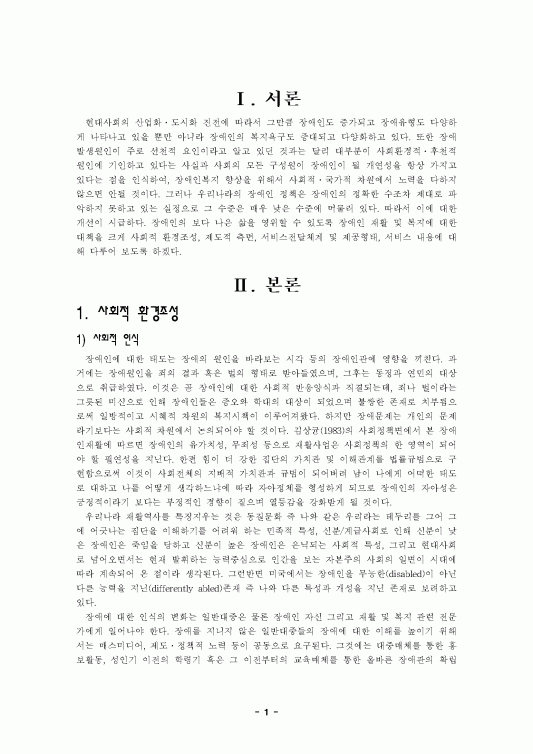 우리나라의 장애인 재활과 복지의 대책과 전망