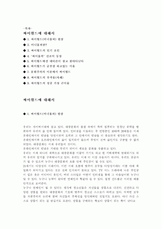 싸이월드(미니홈피) 현상
