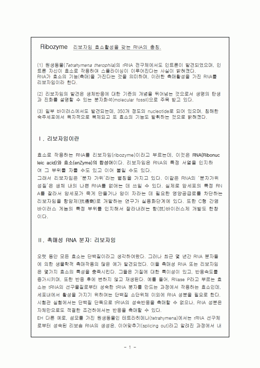 Ribozyme 레포트 자료