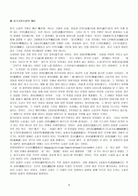 중국고전소설을 시대별로 정리