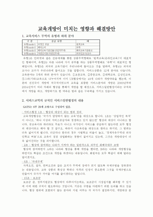 교육개방이 미치는 영향과 해결방안