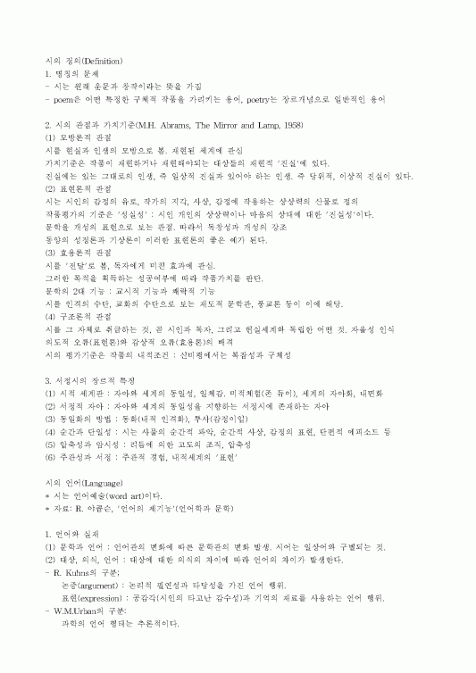 현대시론 요약정리