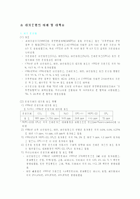 대기오염의 미래 및 대책