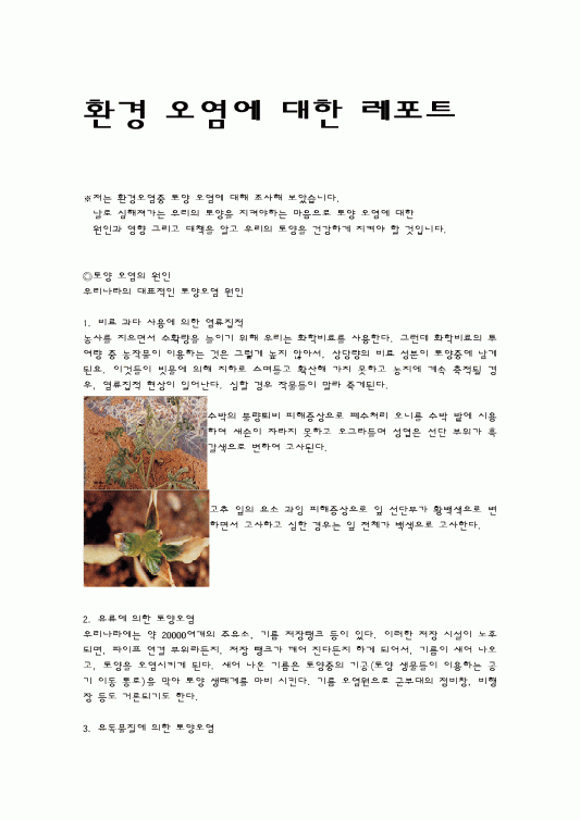 환경오염중 토양 오염에 대해 조사