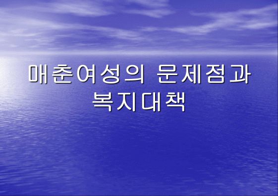 2004매춘여성의 문제점과 복지대책