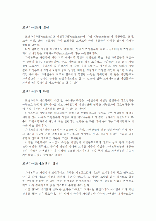 프랜차이즈에 대해서