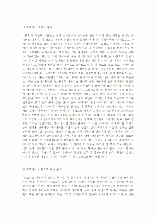 프로이트와 에릭슨 이론으로본 영화 똥개