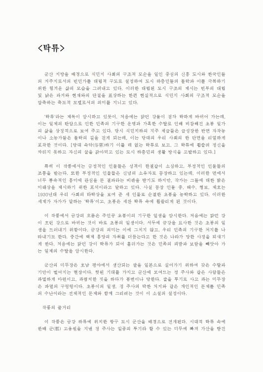 탁류를 읽고 [독후감]