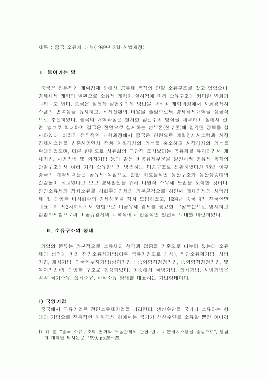 중국 소유제 개혁