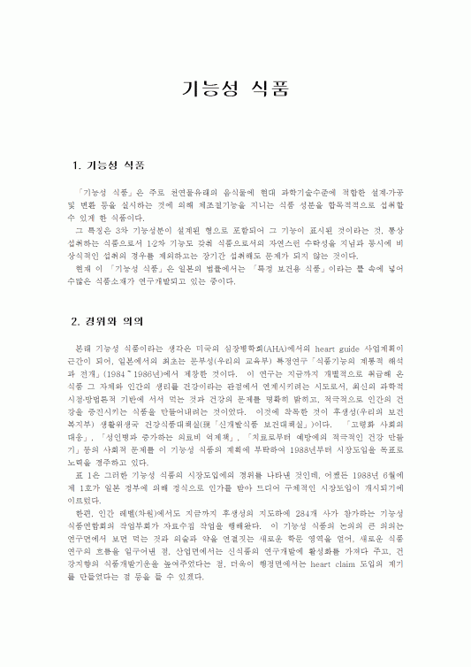 [사회과학] 기능성 식품에 대한 조사