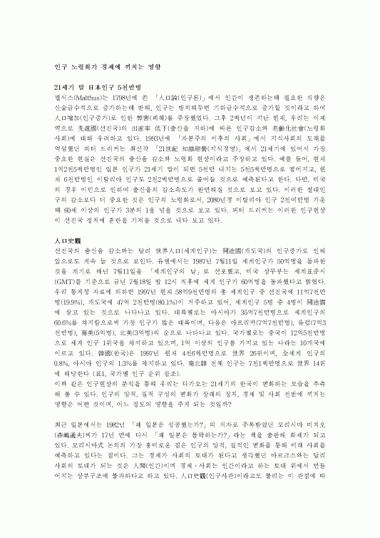 인구 노령화가 경제에 미치는 영향
