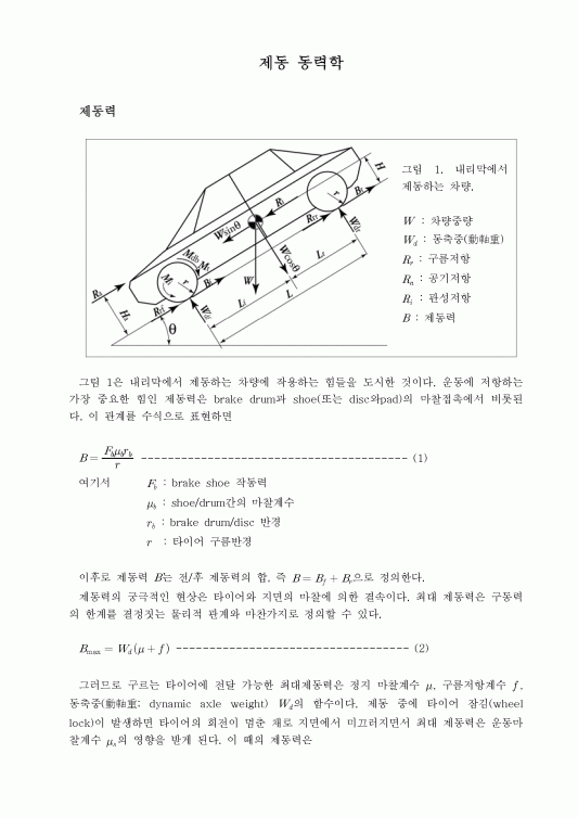 자동차의 제동 동력학