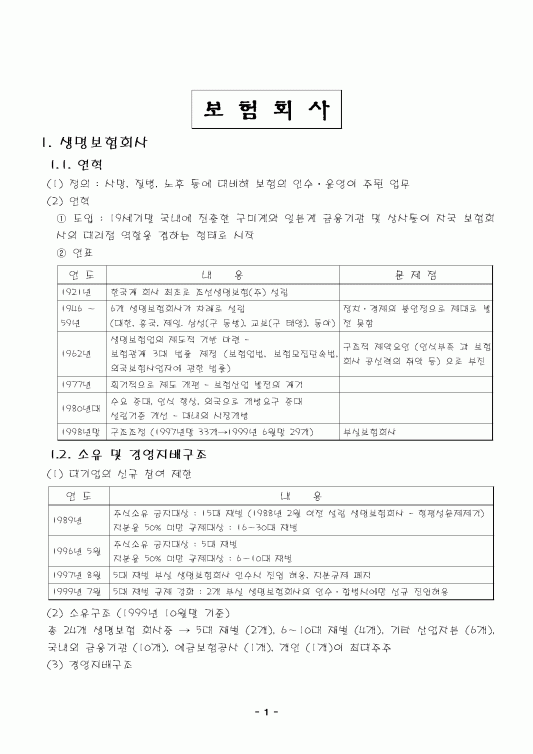 보 험 회 사 레포트 자료