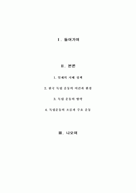 독립운동 레포트 자료