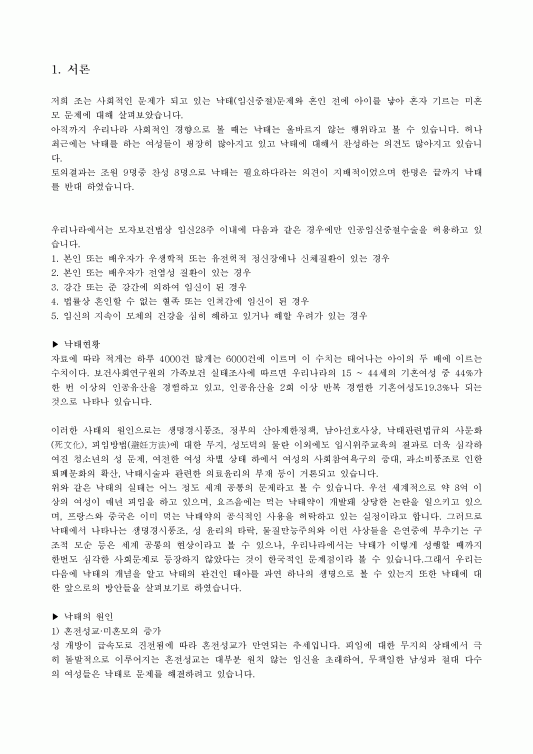 낙태에 관한 토론 리포트