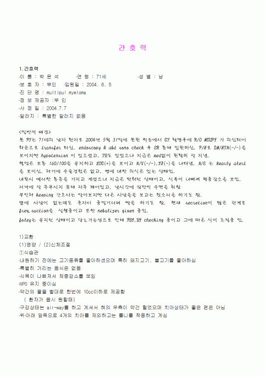 중환자실 간호력