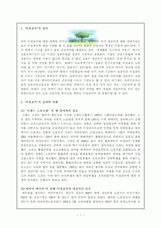 [인문과학] 비정규직의 실태와 문제점