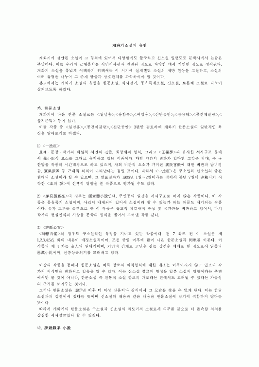 개화기소설의 유형