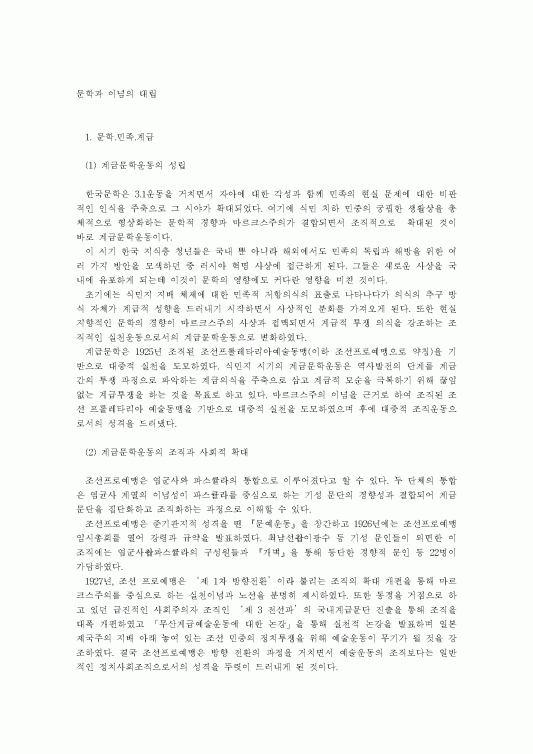 문학과 이념의 대립